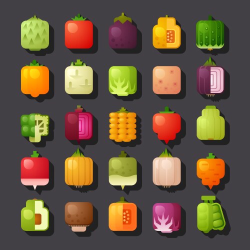 Square shaped food icon set Royalty Free Vector Image
