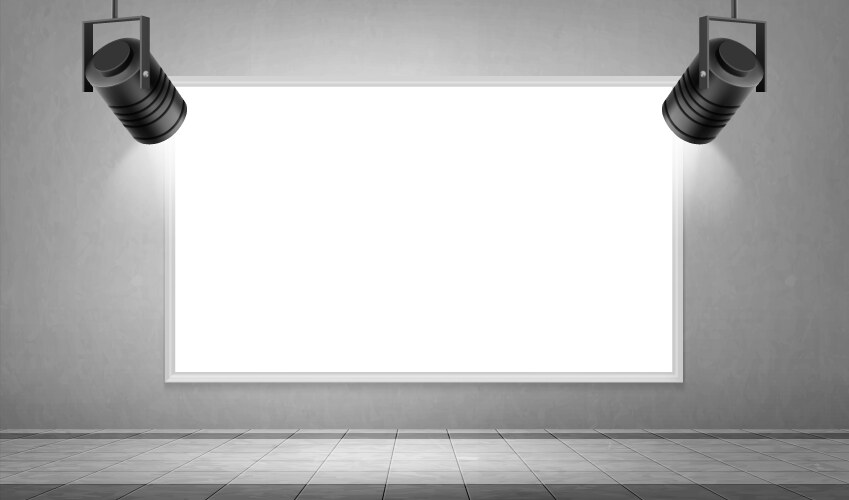 Wall with picture spotlight light spot frame Vector Image