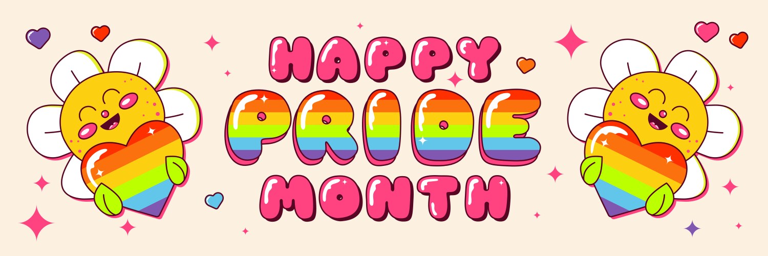 Lgbtq pride month banner design with flag Vector Image