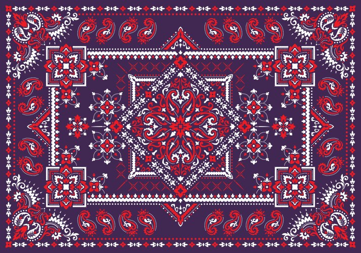 Rectangular bandana print design for rug carpet Vector Image