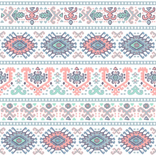 Striped ethnic pattern in vibrant blue and green Vector Image