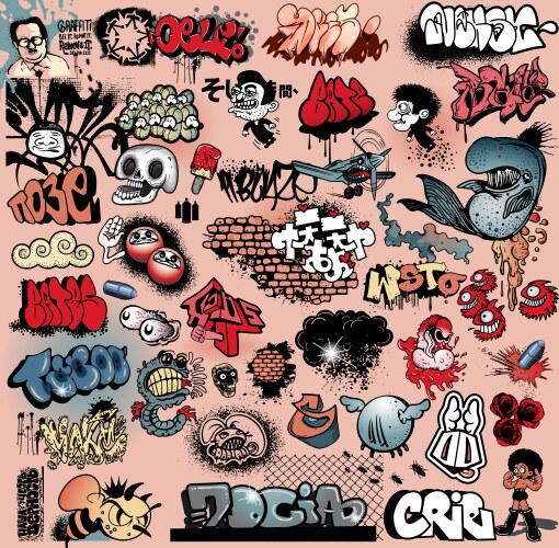 Graffiti street art elements Royalty Free Vector Image