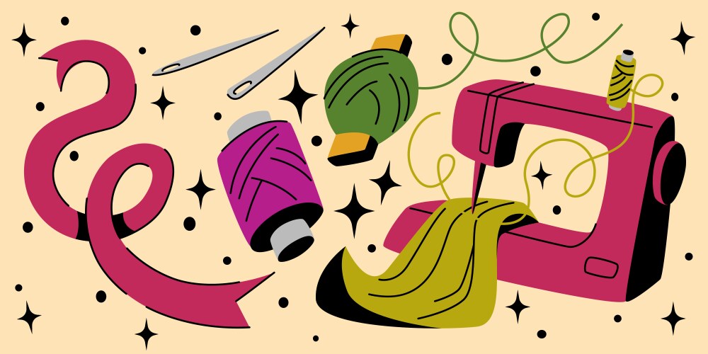 Sewing machine cartoon Vector Images & Graphics for Commercial Use ...