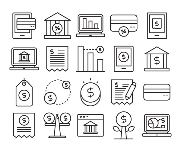 Finance and banking icons Royalty Free Vector Image