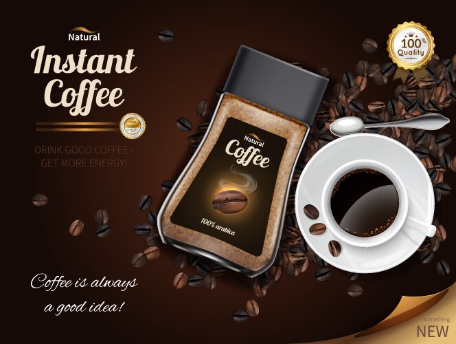 Coffee advertising design high detailed realistic Vector Image