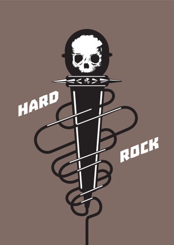 Rock and roll music poster guitar riff with skull Vector Image