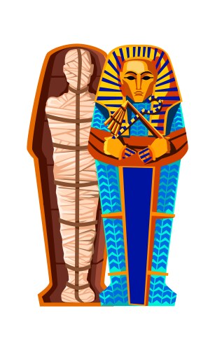 Ancient egyptian tutankhamun mummy in sarcophagus Vector Image