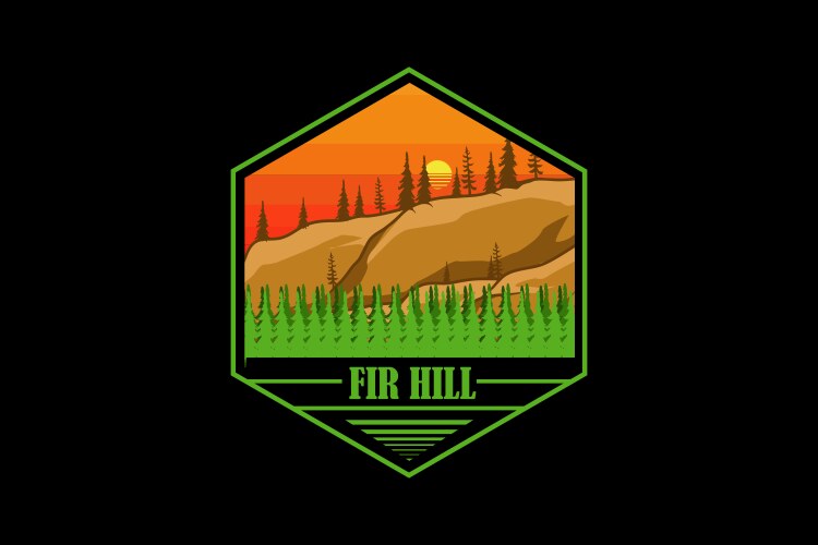 Forest view retro vintage landscape design Vector Image