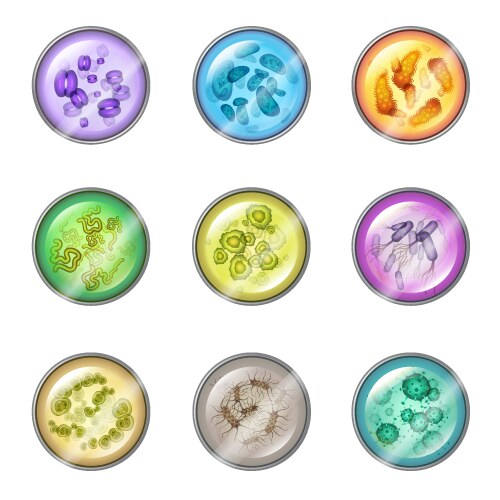 Bacteria stack isolated microorganism icons Vector Image