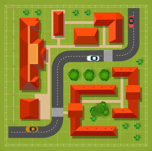 City top view town map seamless pattern Royalty Free Vector