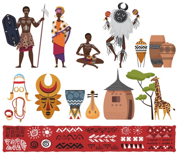 Africa animals and tribal art Royalty Free Vector Image
