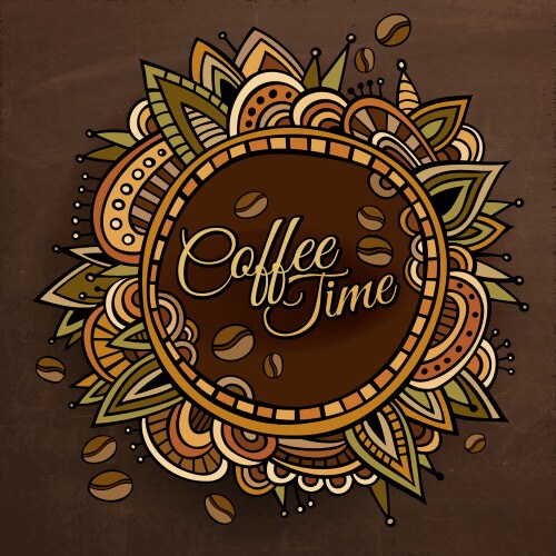 Coffee time decorative border label design Vector Image