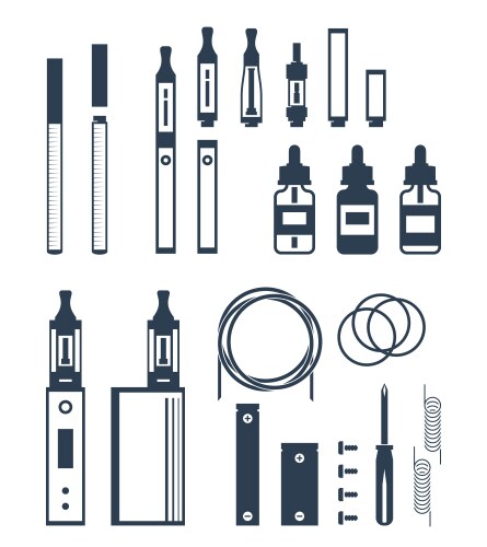 Hand drawn vape vaping device with smoke cloud Vector Image