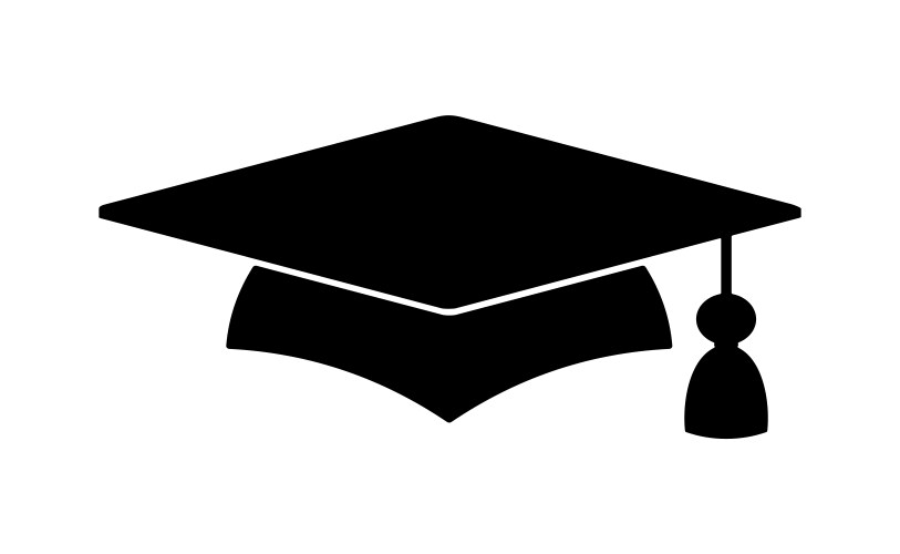 Graduation hat logo graduate cap flat sign Vector Image
