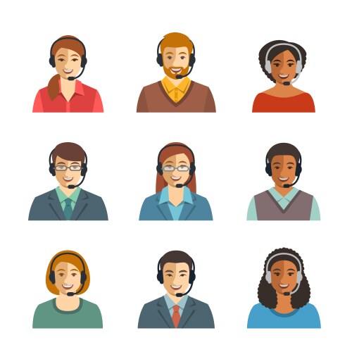 Call center man and woman operator business Vector Image