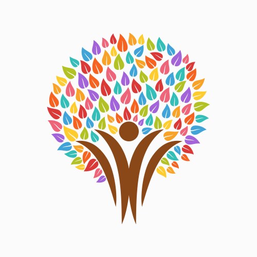 Creative autumn people tree logo Royalty Free Vector Image
