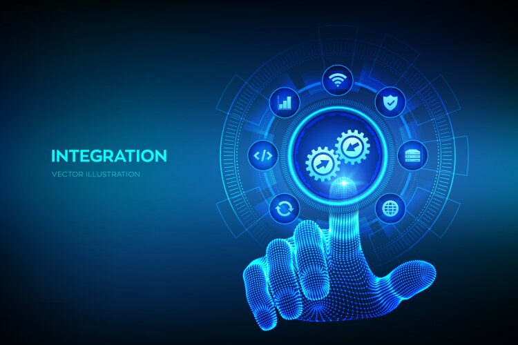 Integration data system system integration Vector Image