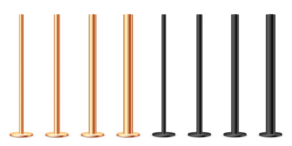 Metal steel poles and pillars realistic set Vector Image