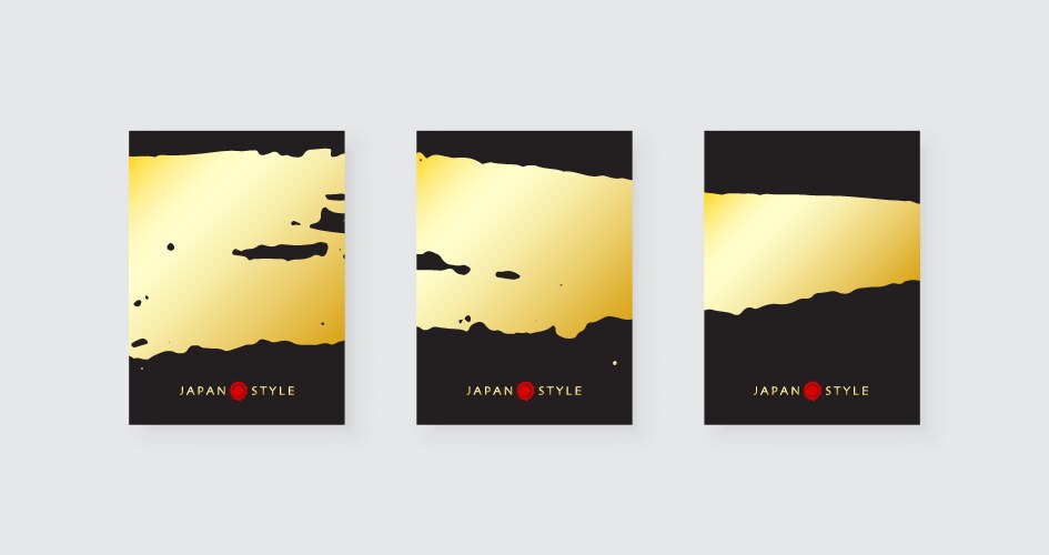 Golden ink brush stroke on black background Vector Image