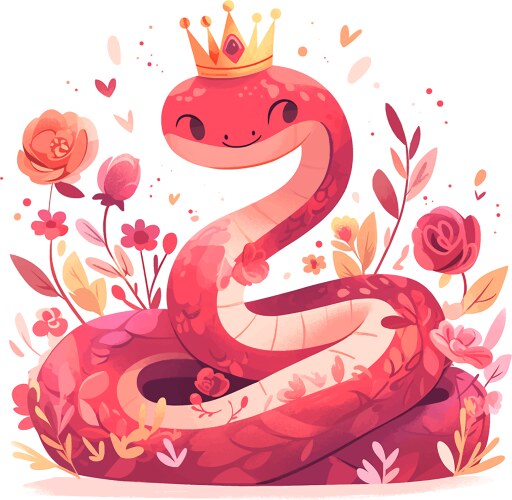 2025 red snake with a crown on its head Royalty Free Vector