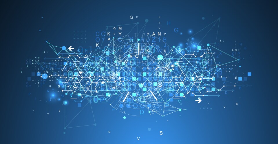 Perspective abstract technology chip processor Vector Image