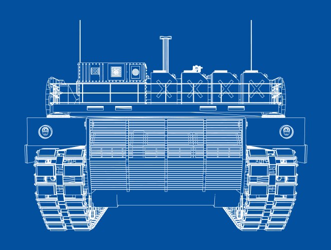 Blueprint of realistic tank Royalty Free Vector Image