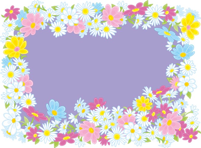 Colorful cartoon flower frame border Royalty Free Vector