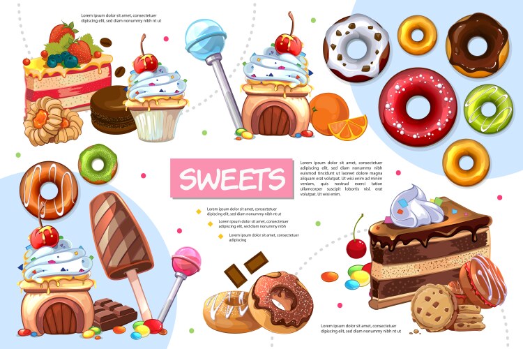 Realistic sweet and baking products template Vector Image