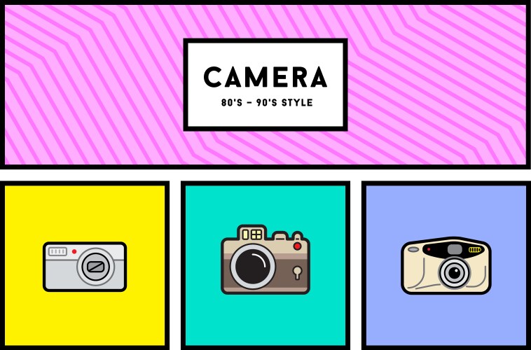 Fashion patch badges with game photo camera Vector Image