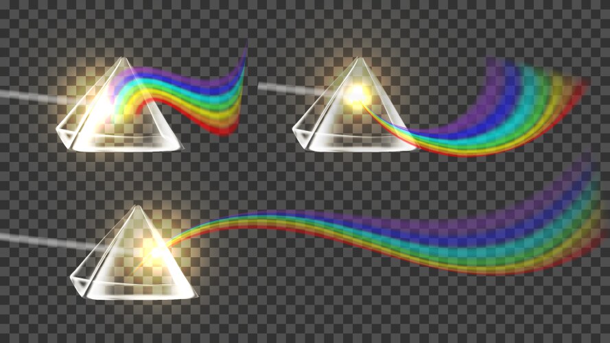 Dispersion colorful spectrum light glass prism Vector Image