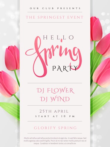 Spring poster with text in frame colorful bouquet Vector Image