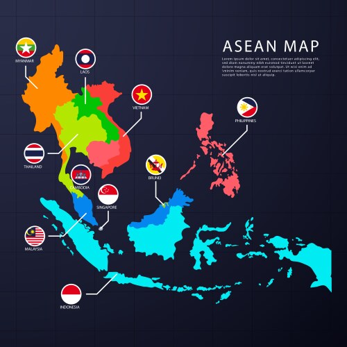 Asean map Royalty Free Vector Image - VectorStock