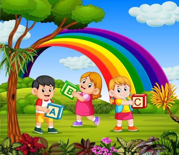 Best children friends standing with hand Vector Image