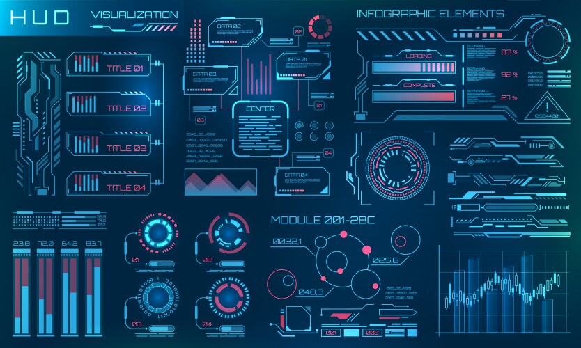 Futuristic hud design elements infographic Vector Image
