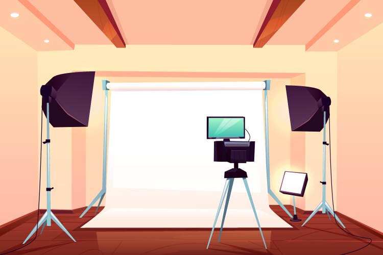 Photography studio photo backdrop and spotlight Vector Image