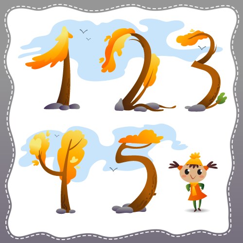 Card number 1 one and circle learning numbers Vector Image