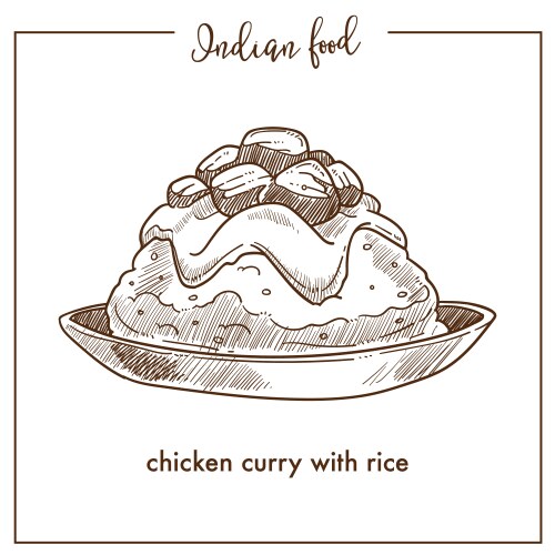 Hainan chicken rice hand draw sketch Royalty Free Vector