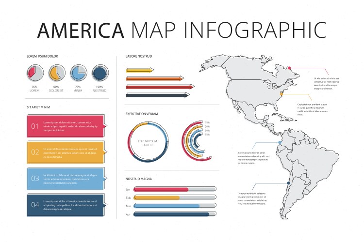 Linear america map infographic Royalty Free Vector Image