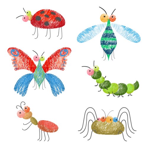 Cartoon bugs and insects set Royalty Free Vector Image
