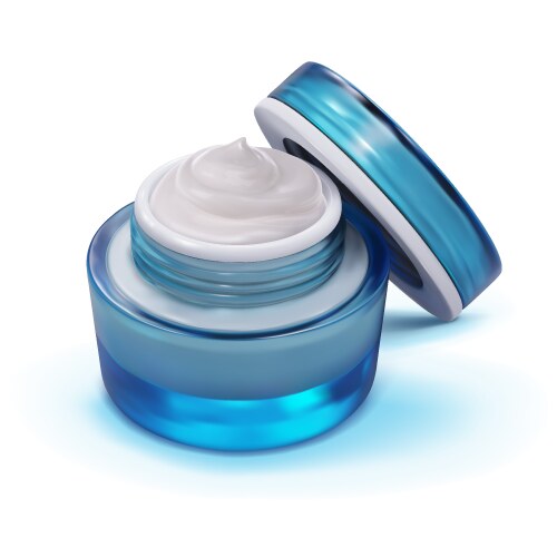 Cream in an open blue jar Royalty Free Vector Image