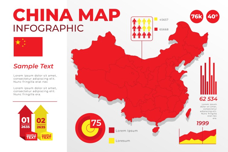 China map infographic in flat design Royalty Free Vector