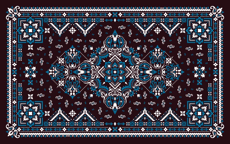 Rectangular bandana print design for rug carpet Vector Image