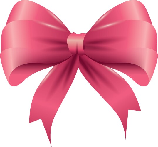 Pink satin bow ribbon with knot Royalty Free Vector Image