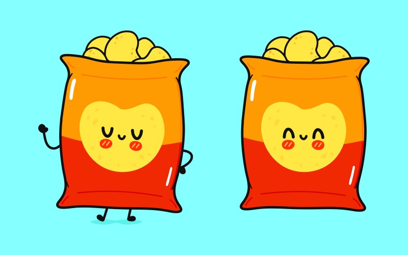 Angry chips character hand drawn cartoon Vector Image