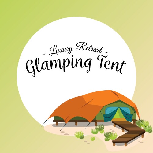 Glamping and camping comfortable tents Royalty Free Vector