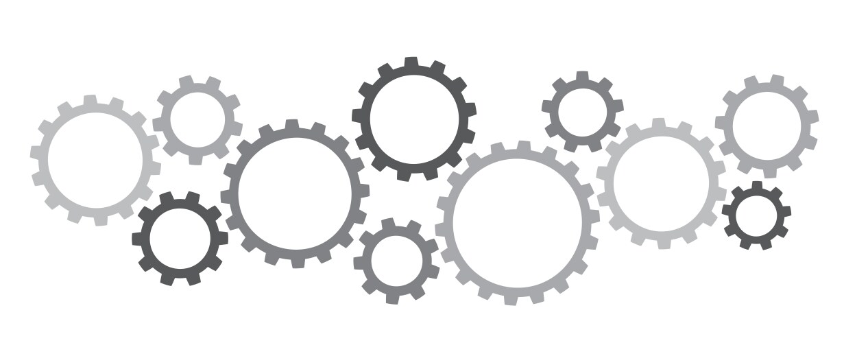 Connected gear cogs with financial charts Vector Image