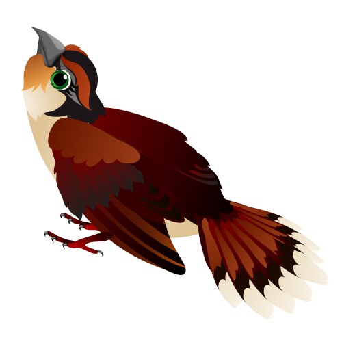 Cute animated bird isolated on white background Vector Image