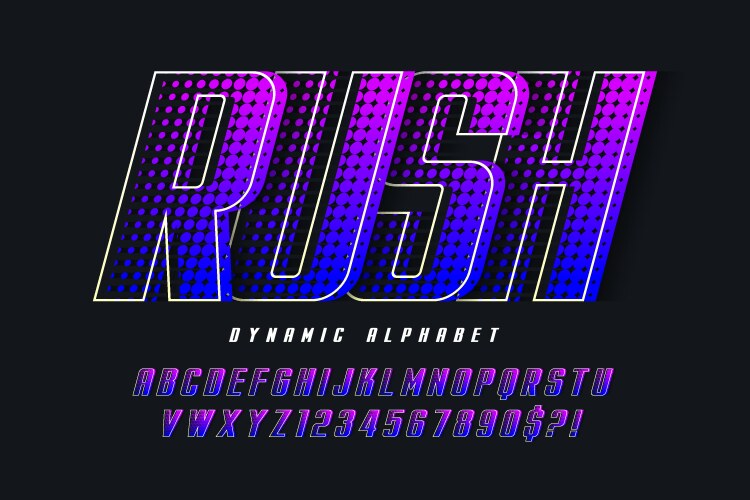 Racing display letters design dynamic alphabet Vector Image