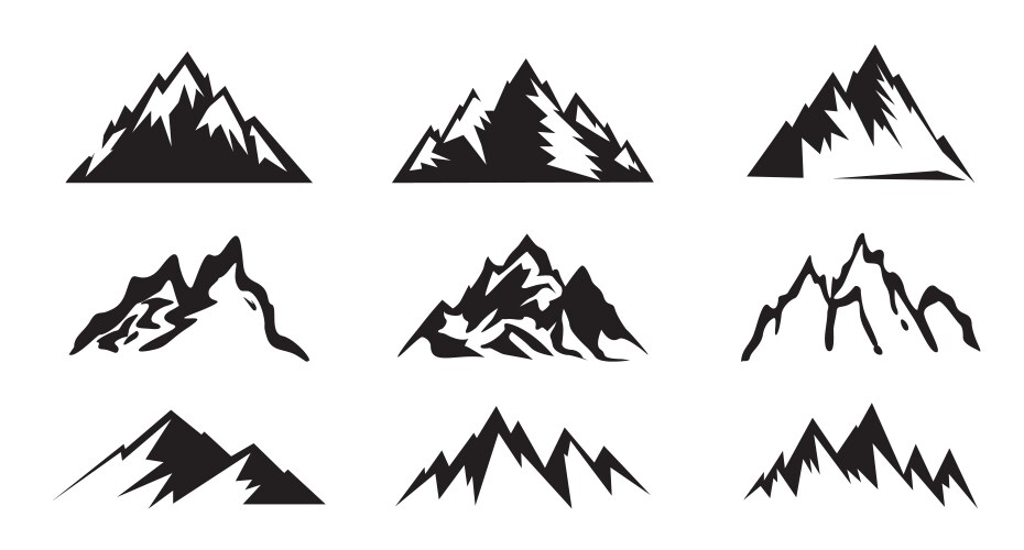 Set vintage mountain triangle logo view Royalty Free Vector