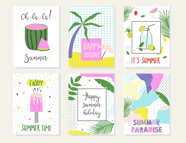 Hand drawn summer cards collection Royalty Free Vector Image